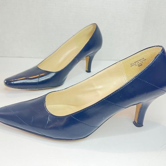 Karen Scott | Shoes | Karen Scott Blue Leather High Heels With Tan ...